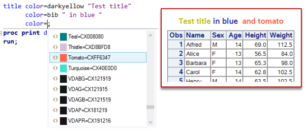 How to Code Colour Values Within SAS Enterprise Guide